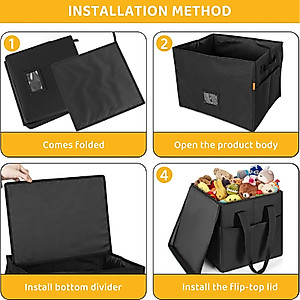 IBVIVIC Toy Storage Bin with Lid Toy Storage Organizer Collapsible Toy Storage Boxes for Kids Boys Girls Playroom 13.4'' x 13.4'' x 13.4''