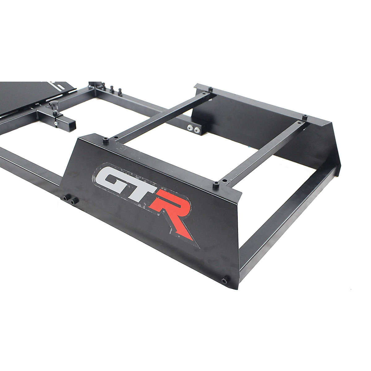 GTR Simulator GTA-F Model Black Frame Triple | Single Monitor Stand with Black Red Adjustable Leatherette Seat Racing Driving Gaming Simulator Cockpit Chair