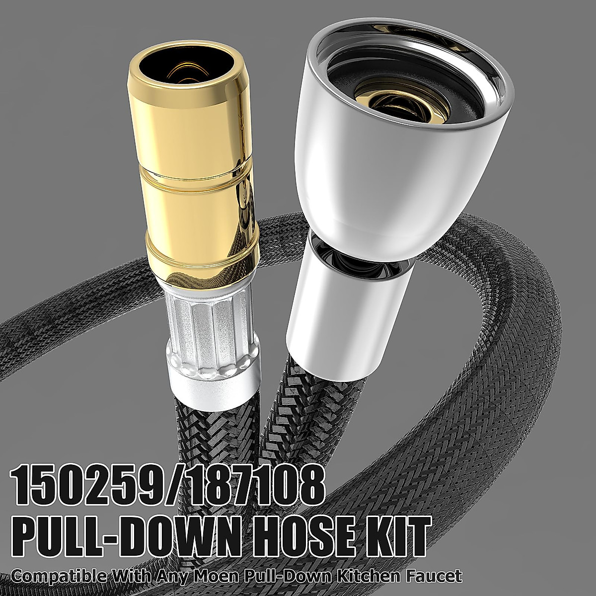 Replacemnet Hose Kit for Kohler Pull-Down Kitchen Faucet, K-1219935-BC 67-Inch Bright Chrome Finish Kohler Pull-Out Kitchen Faucet Hose Part K-1304674-BC