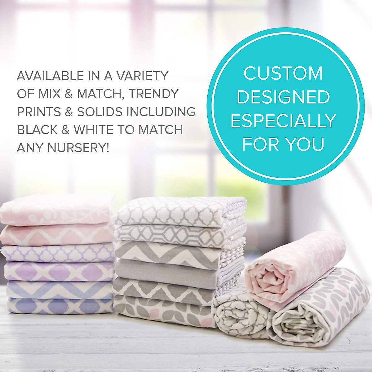 Kushies Baby Fitted Bassinet Sheet, Grey Chevron