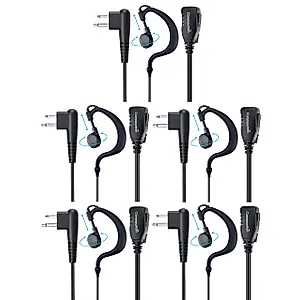 commountain CP200D CLS1410 Earpiece Compatible for Motorola Radios R2 CLS1110 CP100D CP200 CP185 BPR40 BPR40D DTR700 DTR650 RDU4100 RDU4160D RMU2040 RMU2080D CLS CP, G Earhook Headset Ear Piece-5 Pack