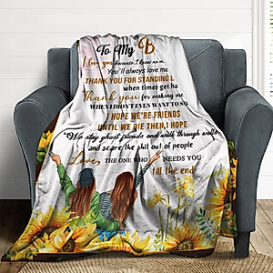 to My Bestie Blanket for Women Ultra Soft Flannel Throw Blanket for Girls BFF for Sofa Bed Friendship Gift for Friends Birthday Anniversary 80'' x 60''