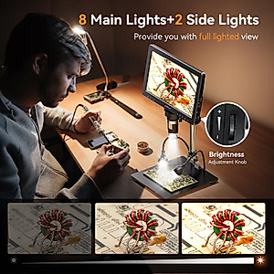 Elikliv EDM9 Max Digital Microscope: 10.1" 1500X 20MP HD IPS HDMI Coin Microscope Magnifier for Error Coins with Screen & Light, LCD Soldering Microscopes for Adults, PC/TV View, 64GB