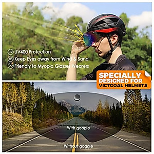 VICTGOAL Detachable Magnetic Bike Helmet Goggles Visor Especially Deisgned for VG110/VG112 Bicycle Helmet (Colorful)