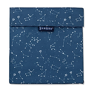 Yumbox Sandwich Bag/Snack Bag, Insulated, Reusable Fabric, Washable, Easy Touch and Pull Closure Food Safe, BPA Free, 8 x 7.5in - Starry Sky