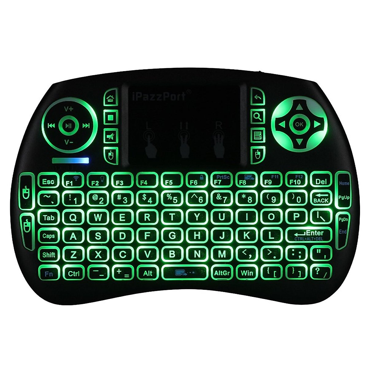 iPazzPort 2.4Ghz Backlit Mini Wireless Keyboard with Touchpad Mouse Combo, Rechargable Li-ion Battery for Google Android TV Box, PS3 XBOX, Raspberry Pi 3, HTPC, IPTV (Backlit Version)