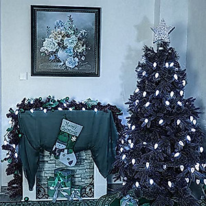 Dazzle Bright 5.5 Inch 50 Pack Christmas Light C9 Stakes + 50 LED 33 FT C9 Christmas String Lights