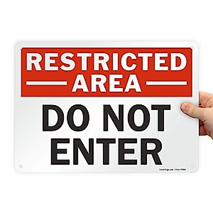 SmartSign - U9-1414-NA_10x14 "Restricted Area - Do Not Enter" Sign | 10" x 14" Aluminum Black/Red on White