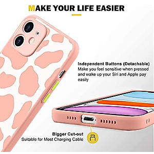 SUBESKING for iPhone 7/8/SE 2020 Pink Cow Print Case,Translucent Matte Hard PC Back with Cute Pattern Design for Women Girls Soft TPU Silicone Bumper Slim Fit Clear Protective Phone Cover 4.7 Inch