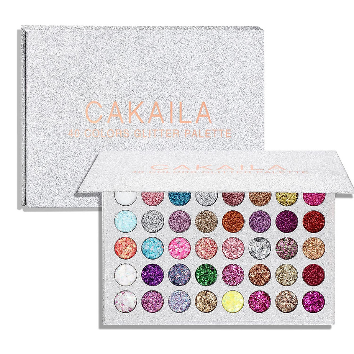 Glitter Eyeshadow Palette, 40 Colors Highly Pressed Pigmented Metallic Shimmer Sparkly Glitter Eyeshadow Makeup Pallet Palettes,Pink Blue Green Red Gold Purple Eye Shadow Powder Long Lasting