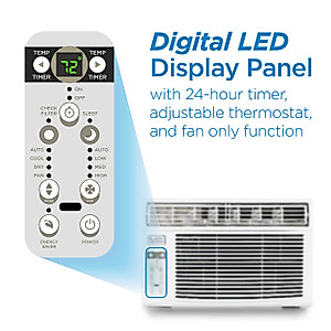 BLACK+DECKER BD12WT6 Window Air Conditioner with Remote Control,12000 BTU, Cools Up to 550 Square Feet, Energy Efficient, White