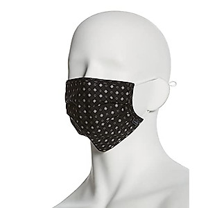Perry Ellis Reusable Pleated Woven Fabric Face Masks (Pack of 3, Assorted Colors), Black/White/Gray Prints, 3 Count (Pack of 1)