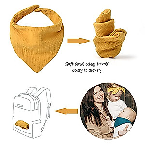 Konssy Muslin Baby Bibs 10 Pack Baby Bandana Drool Bibs 100% Cotton for Unisex Boys Girls, 10 Solid Colors Set for Teething and Drooling