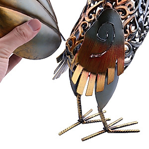 Kavolet Metal Rooster Garden Statue, Rooster Sculpture Decor, Iron Chicken Carved Sculpture Lawn Ornament, for Patio, Backyard, Kitchen, Home Decoration