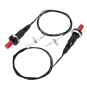 Aupoko 2 Sets Piezo Spark Ignition with Cable Push Button Igniter, Type of 1 Out 2 Electrode 200 Degree Resistance Wire, Fit for Gas Fireplace Gas Oven Gas Heater lgniter Ceramic Kitchen Lighter​
