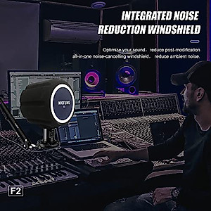 Micfuns F2 Professional Microphone Windscreens Pop Filter, Acoustic Filter for 45mm-60mm Recording Studios Microphones, Sound-Absorbing Foam that Reduces Noise and Reflections