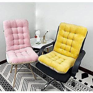 Non-Slip Chair Cushion, Premium Tufted Rocking Seat Back Pad with Ties, Durable & Comfort Pillow Cushion for Relief Sciatica, Thick Chair Mat for Office Car Dining Room Kitchen Outdoor/Indoor Pink