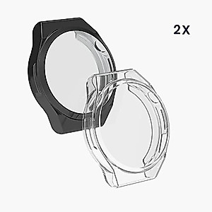 kwmobile Case Compatible with Huawei Watch GT Runner (Set of 2) - Smart Watch/Fitness Tracker Cover - Black/Transparent