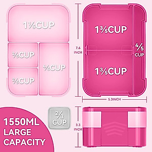 STAVOZE Bento Box, Bento Lunch Box for Kids, 1550ML Lunch Containers for Kids/Adults/Students, 6 Compartment LeakProof Adult Lunch Box with Utensils, Microwave/Dishwasher/Freezer Safe