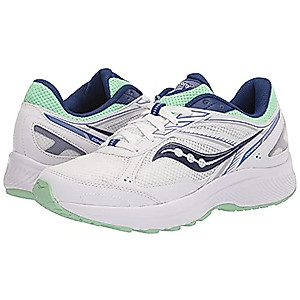 Saucony Women's Cohesion 14 Road Running Shoe, White/Navy/Mint, 8.5
