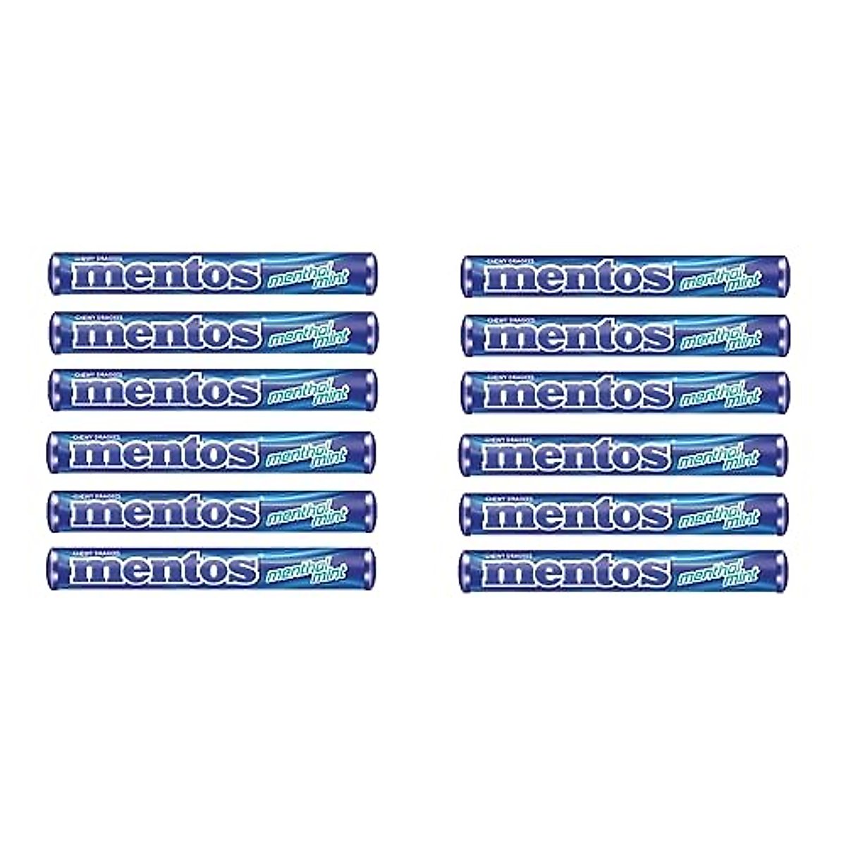 Menthol Mint Chewy Candy Rolls - Dragees Cooling Menthol and Smooth Non Melting Fun Party Travel Office 1.32 Oz Pack of 12