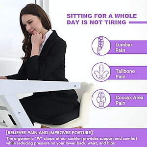 Seat Cushions for Office Chairs, Tailbone Pain Relief Cushion, Ergonomic Orthopedic Chair Seat Cushions Seat Pillow for Office, Home Chair, Car, Wheelchair, Hip, Coccyx, Sciatic (Black)