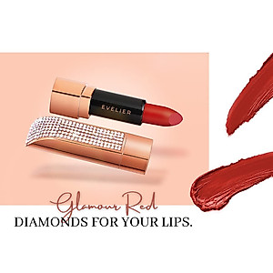 EVELIER Galaxy Lipstick - Matte, Moisturizing, Plush, Pigment-Rich Colors with Silky, Full Color Finish & Intense Hydration for All Day Coverage (Glamour Red)