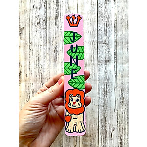 Personalized Lion Mezuzah, Hand Painted Wood Scroll Case, Jewish Hebrew Baby Naming, Birthday Nursery, Gift for Bris, Brit Milah