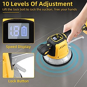 Tile Vibration Tool, Tile Vibration Leveling Machine for Dewalt 20V Battery, Cordless Tile Vibration Machine Installation Tool 300W Tiler Vibrator Tool with 10 Speed, Suction Cup, Digital Display