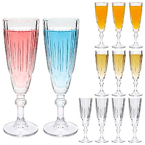 Ufrount Vintage Champagne Flute,5oz Champagne Glasses Set of 12,Elegant Embossed Champagne Flute Goblet Sparking Wine Glasses for Mimosa,Beverage,Party