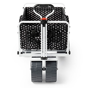 MacSports Heavy Duty Steel Frame Collapsible Folding 150 Pound Capacity Outdoor Beach Garden Utility Wagon Cart with 4 All Terrain Wheels, Black Dots