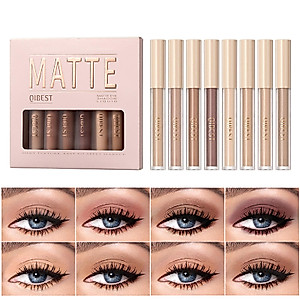SUMEITANG 8 Colors Matte Liquid Eyeshadow Neutral Naked Smooth Cream Brown Eyeshadow Set Lightweight High-pigmented Creamy Gel matte Eye Shadow Quick-Drying Waterproof Long Lasting
