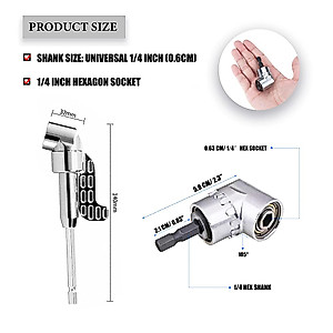 Tomato Palace Flexible Drill Bit Extension + Right Angle Drill Attachment,105 Degree Right Angle Drill Bit Adapter,Angled Screwdriver for Tight Space (Long and Short) SPB-3