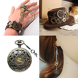 BIHRTC 40pcs Antique Bronze Mix Skeleton Steampunk Clock Face Watch Gear Cog Wheel Pendant Charms Jewelry Making DIY Steampunk Gear Pendant Charms