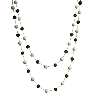 De Kulture Handmade Premium Wool Felt Micro POM POM Garland Eco Friendly Halloween Wall Hanging Home Office Theme Party Holiday Decoration Banner | 24 Inches (Set of 4) (Green & Off White)