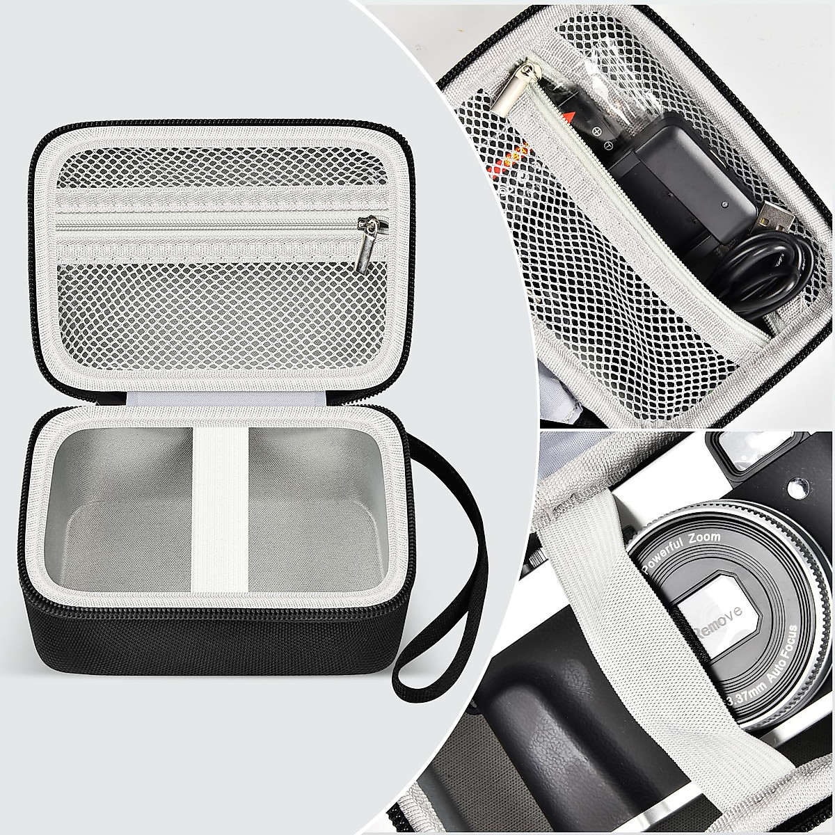 Againmore Hard Case Compatible with Hauyince/for ToAuite/for Lecnippy/for Bifevsr/for Lecran/for Saneen 4K 5K Digital Camera 48MP, Portable Camera Storage Cover-Black Bag+Black Zipper(Box Only)