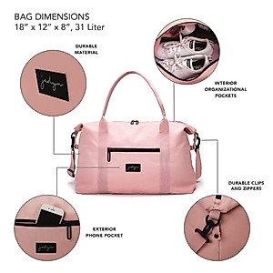 Jadyn Lola Travel Bag, Weekender/Overnight Duffel, Gym Tote Bag for Women (Pink Blush)