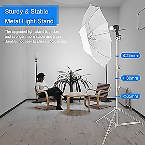 EMART 9.2ft/2.8m Stainless Steel Light Stand, Spring Cushioned Heavy Duty Tripod Stand with 1/4" to 3/8" Universal Adapter for Studio Softbox, Monolight, Umbrella, Reflector, Strobe Light, Photography