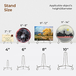 TR-LIFE Plate Stands for Display - 10 Inch Plate Holder Display Stand + Metal Easel Stand for Picture Frame, Decorative Plates, Photo, Book, Collectibles (Silver 2 Pack)