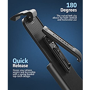 Encased Thin Armor Designed for iPhone 14 Belt Clip Case, Slim Fit Phone Case with Holster (Matte Black)