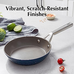 ROCKURWOK 8-inch Nonstick Ceramic Small Frying Pan, Durable and Safe for Induction, Oven and Dishwasher, Ideal for Omelet and Egg, Sapphire Blue