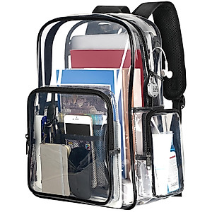 MATEIN Clear Bookbag, Anti Theft Transparent College School Backpack for Women Fits 15.6 inch Laptop
