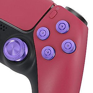 TOMSIN Metal Buttons Replacement Kit for PS5 Controller – Aluminum Thumbsticks & O X Square Triangle & Dpad Buttons Accessories Compatible with PlayStation 5 DS Controller (Metal Purple)