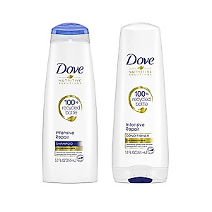 Dove Nutritive Solutions Strengthening Shampoo and Conditioner for Damaged Hair Intensive Repair Dry Hair Deep Formulas with Keratin Actives 12 oz, 2 Count