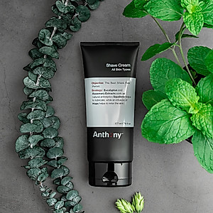 Anthony Shaving Cream Mens Sensitive Skin 6 Fl Oz and Anthony Mens Soap Bar Exfoliating Soap 5 Oz