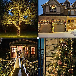 Solar String Lights Outdoor, 2Pack 240LED Total Solar Powered Fairy Lights 8 Modes Garden Copper Wire Waterproof Decoration Lighting for Tree Patio Christmas Camping Wedding Party(Warm White)