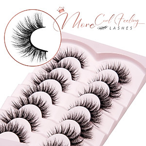 Onlyall Lashes Mink False Eyelashes Natural Wispy Lashes Soft Faux Mink Lashes Fluffy False Lashes 16MM A04