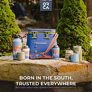 ORCA Camper 16 oz Stainless Steel Insulated Coffee Mug with Handle | Thermos Style Temperature Insulation, Portable Tumbler Cup with a Clear Lid, Home Essentials — Open Season Lite Blue Print