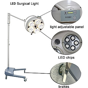 EustomA LED Shadowless Exam Light Floor Portable Mobile Lamp 25LED Bulbs 180°Rotation FKLED-5