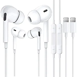 2 Pack iPhone Earbuds [Apple MFi Certified] Wired in-Ear Stereo Noise Canceling Isolating Lightning Headphones with Built-in Microphone&Volume Control Compatible with iPhone 13 12 SE 11 X 8 7-All iOS